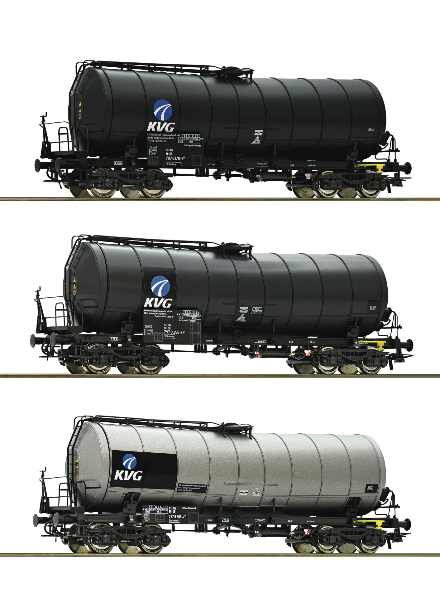 Roco 76156 Set: 3-tlg. Knickkesselwagen "KVG", DB AG World of Trains ...