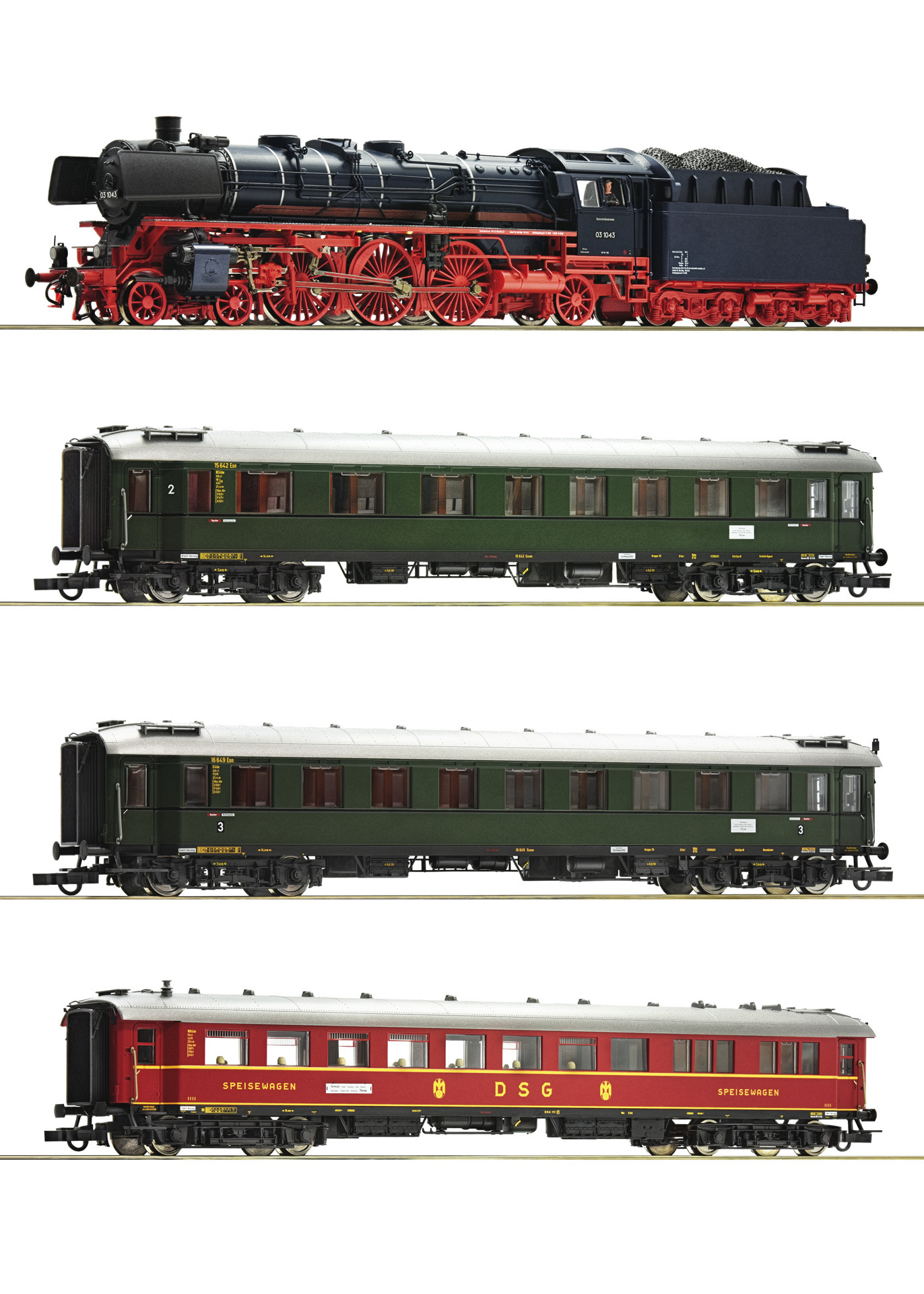 Roco 61474 4-tlg. Set: Dampflokomotive BR 03.10 und Schnellzug, DB ...