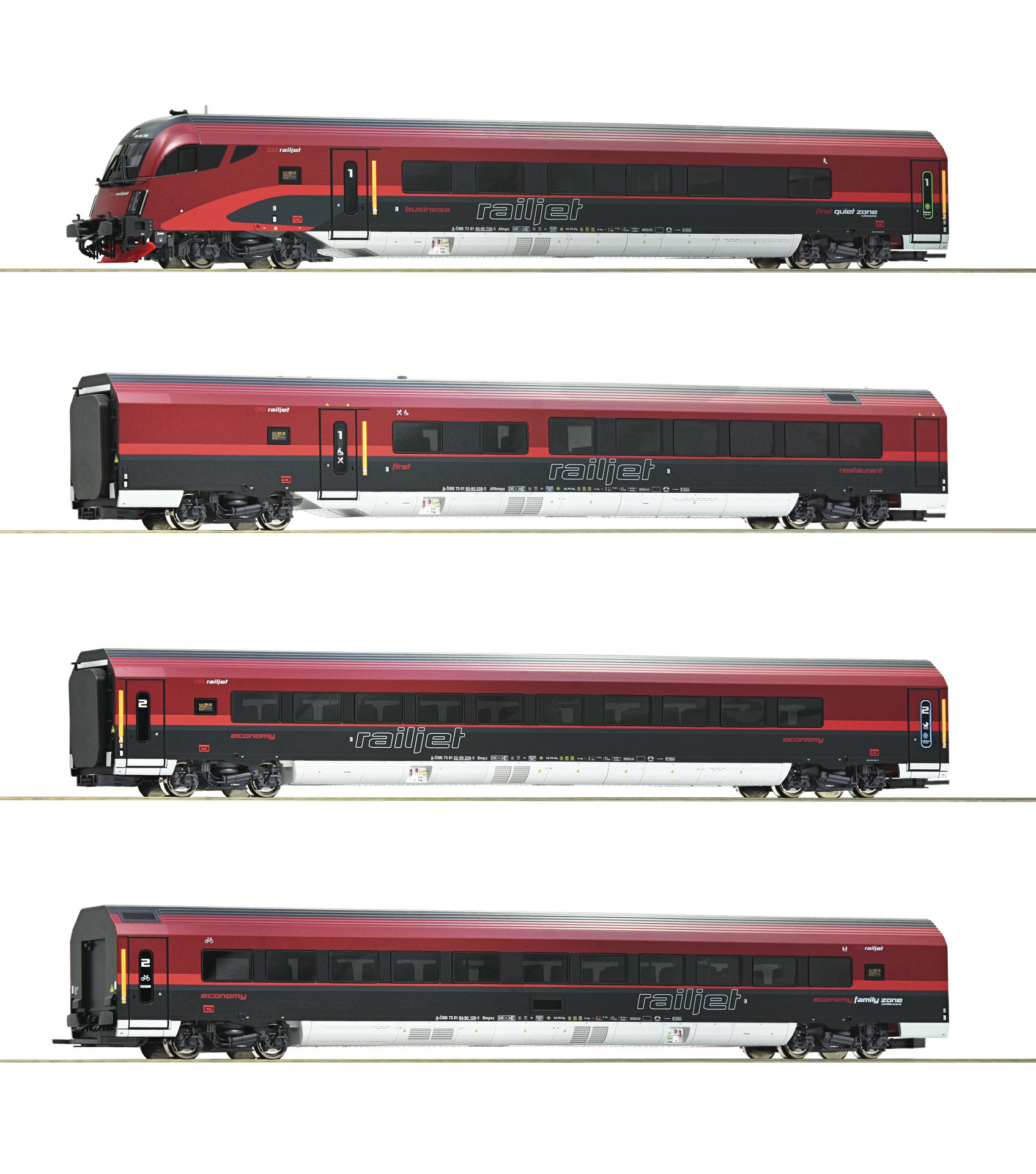 Roco 74085 4-tlg. Set: Railjet, ÖBB World of Trains Modelleisenbahn Shop