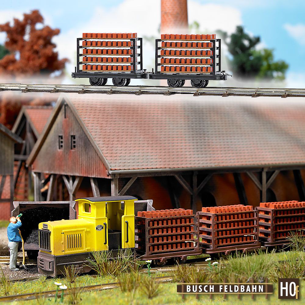 Busch 12203 Zwei Ziegeltransportwagen World of Trains Modelleisenbahn Shop