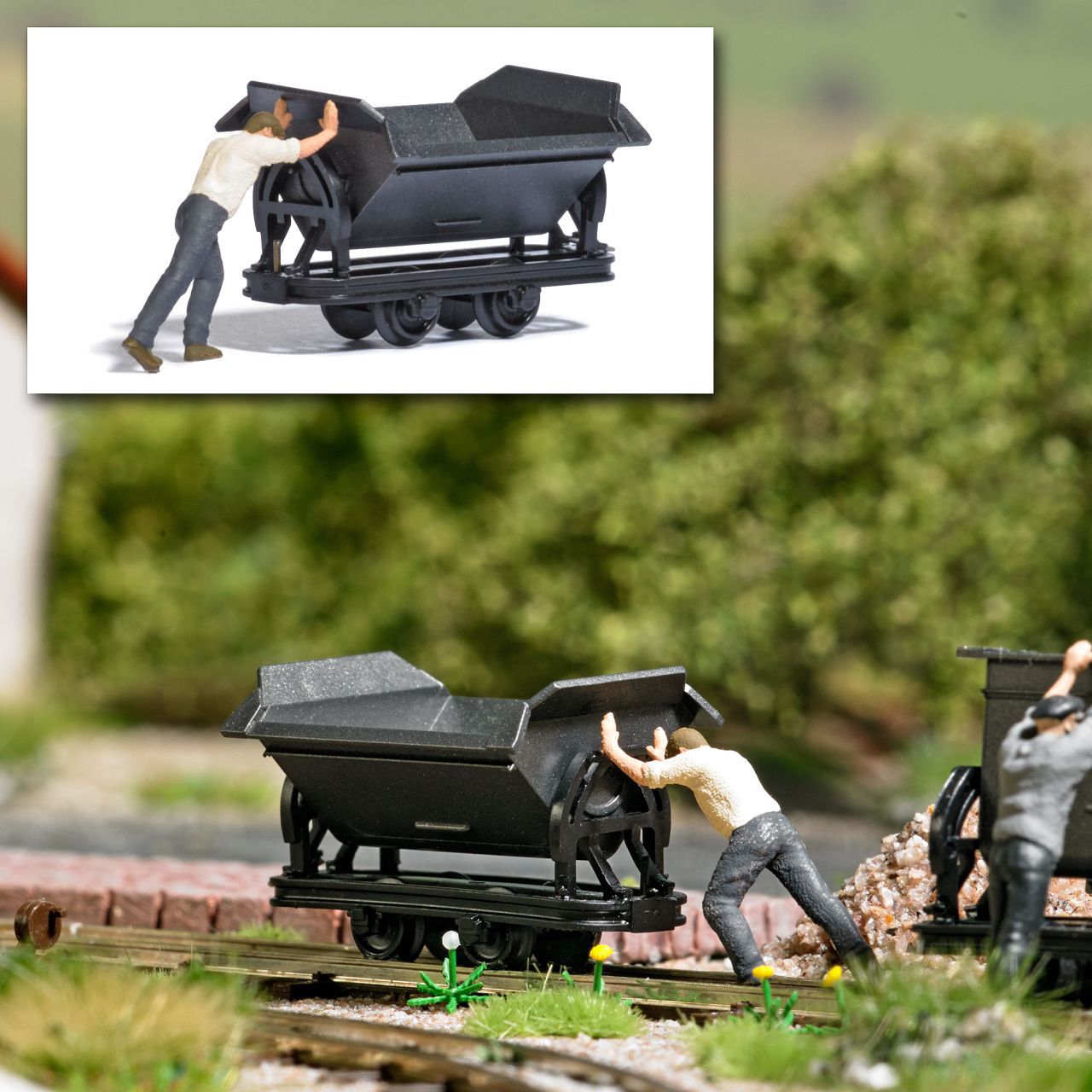 Busch 12450 Action Set: Lore schieben World of Trains Modelleisenbahn Shop