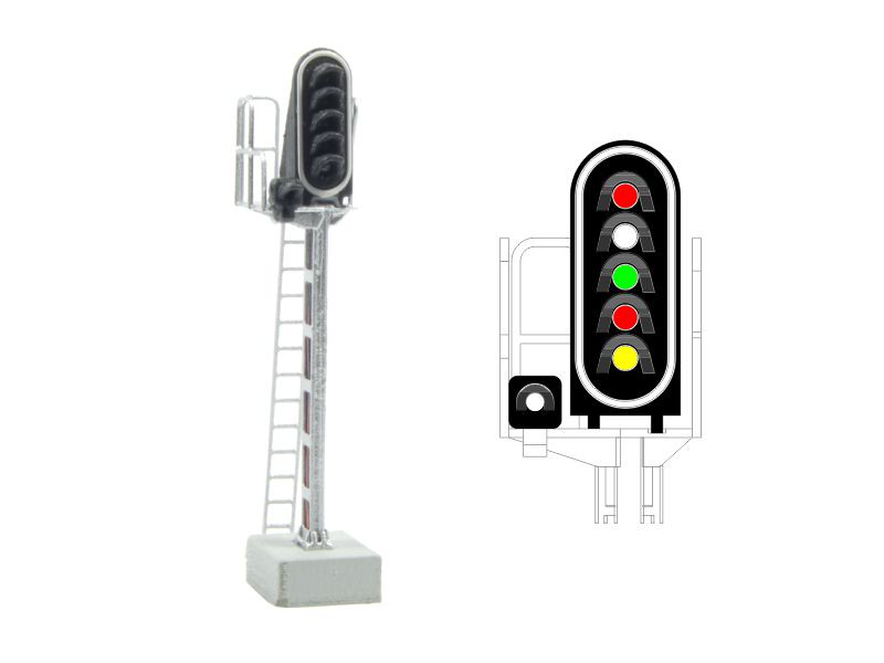 Mafen 413206 SNCF - Hauptsignal mit 6 LEDs (Rot/Weiss/Grün/Rot/Gelb ...