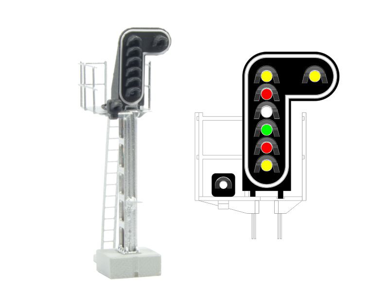 Mafen 413211 SNCF - Hauptsignal mit 8 LEDs (Doppelgelb/Rot/Weiss/Grün ...
