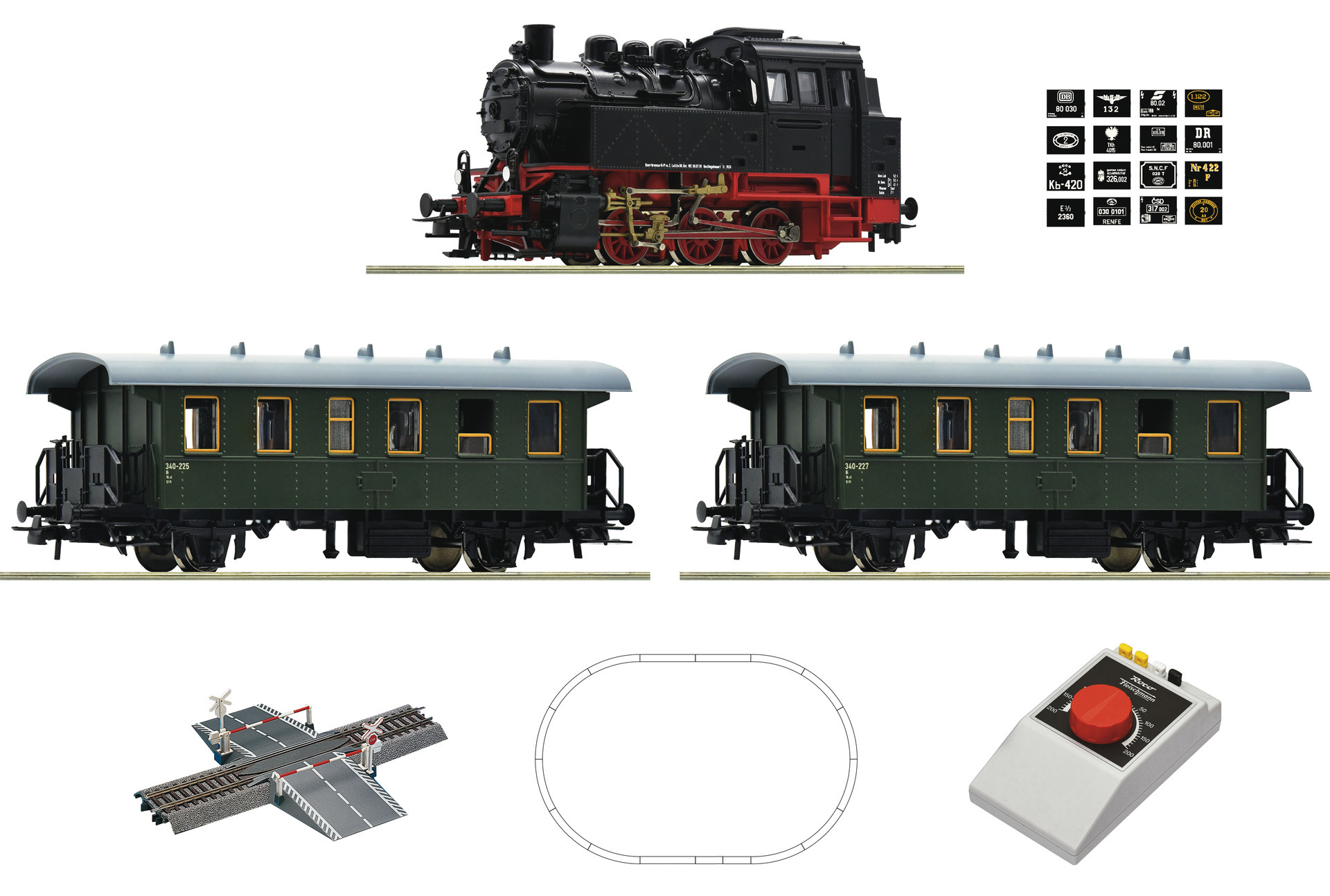 Roco 5100001 Analog Start Set: Dampflokomotive BR 80 mit Personenzug ...