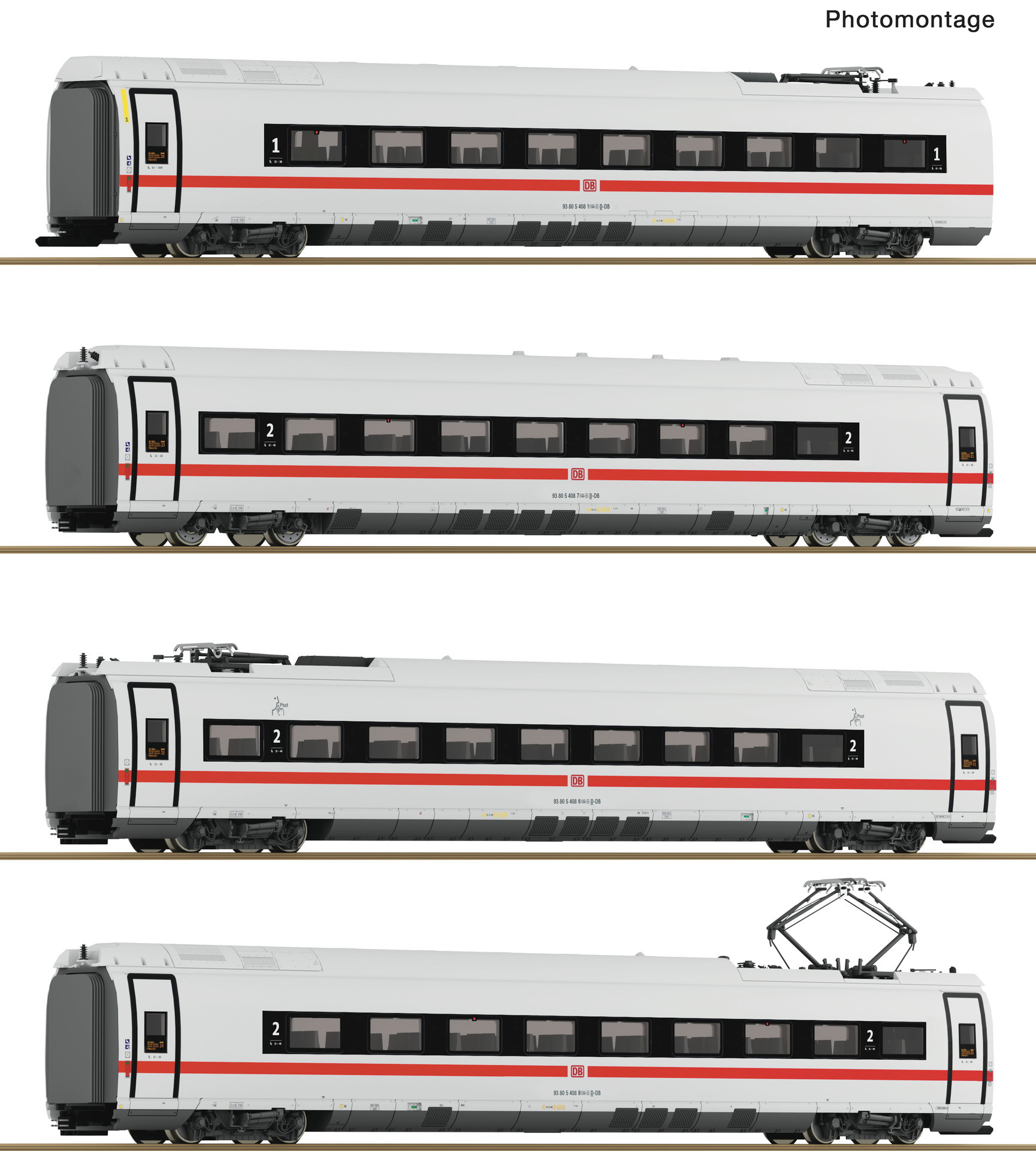 Roco 7700018 4-tlg. Set: Zwischenwagen ICE 3neo (BR 408), DB AG World ...