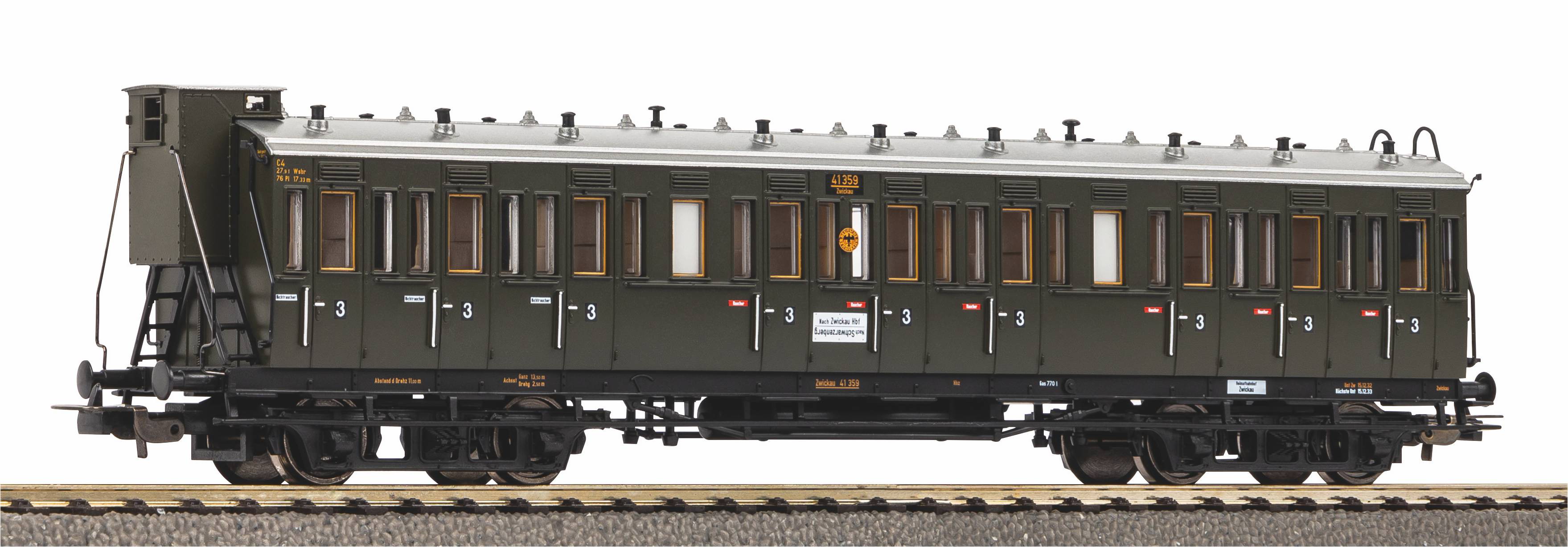 PIKO 53333 Abteilwagen 3. Klasse C4 mit Bremserhaus DRG II World of ...